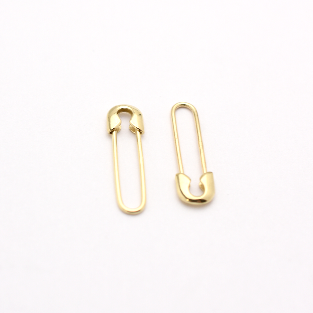 14k Gold Safety Pin Earrings – Diamond For Love